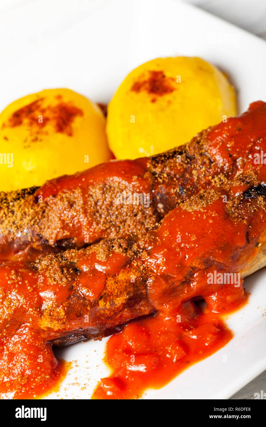 close-up of a currywurst Stock Photo - Alamy