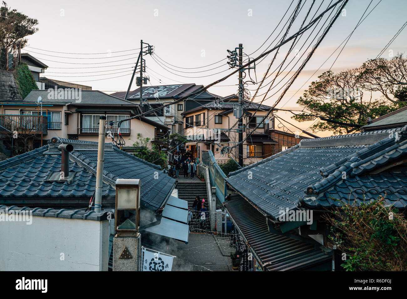 Enoshima, Japan - November 24, 2018 : Old traditional restaurant and ...