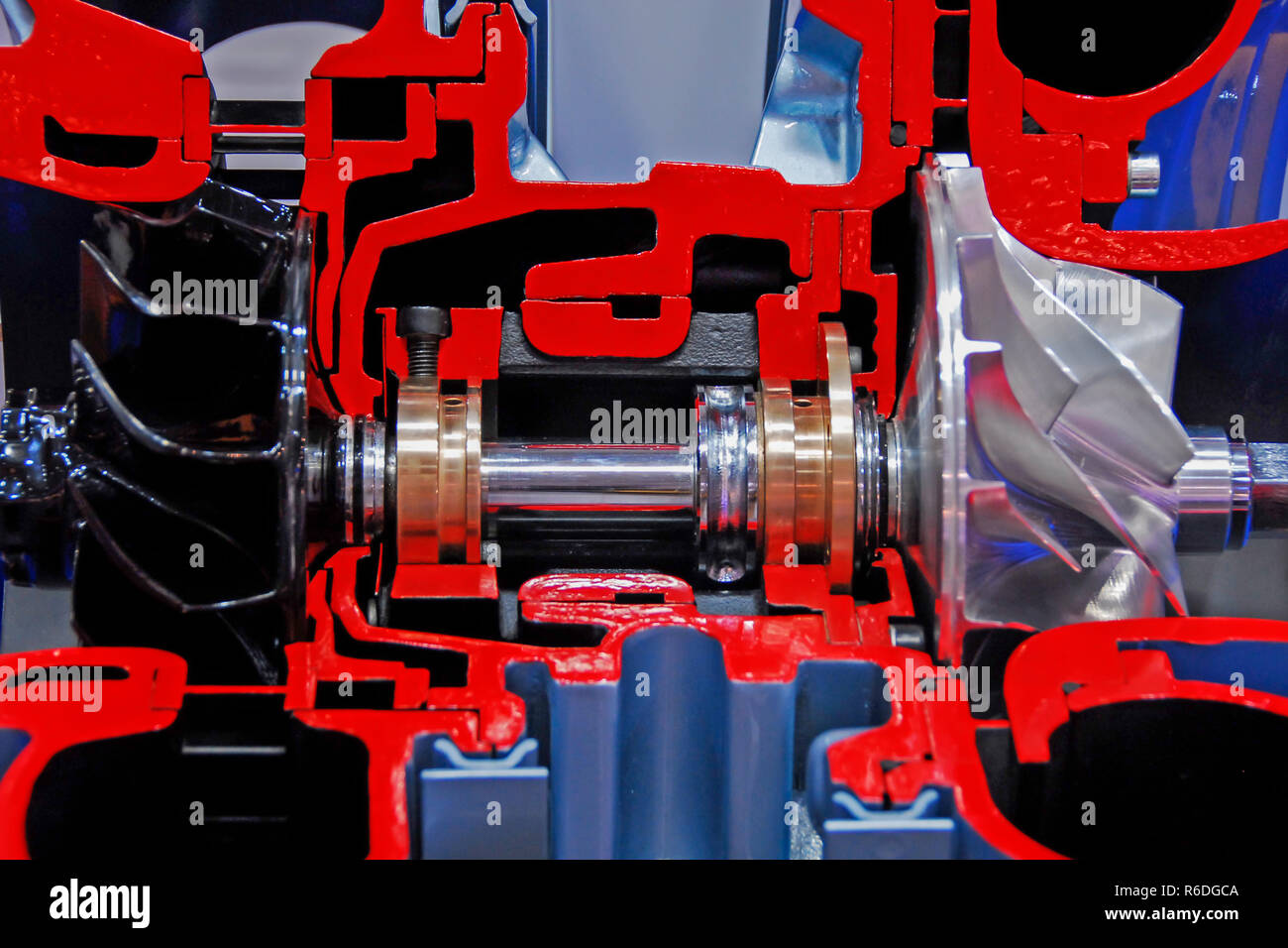 Machnine turbine rotor blades closeup Stock Photo - Alamy