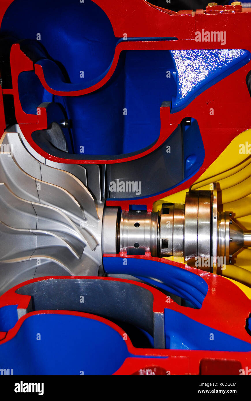 Machnine turbine rotor blades closeup Stock Photo - Alamy