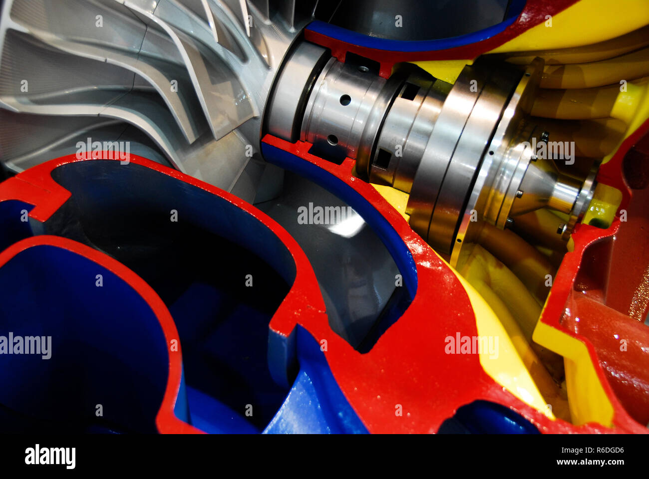 Machnine turbine rotor blades closeup Stock Photo - Alamy