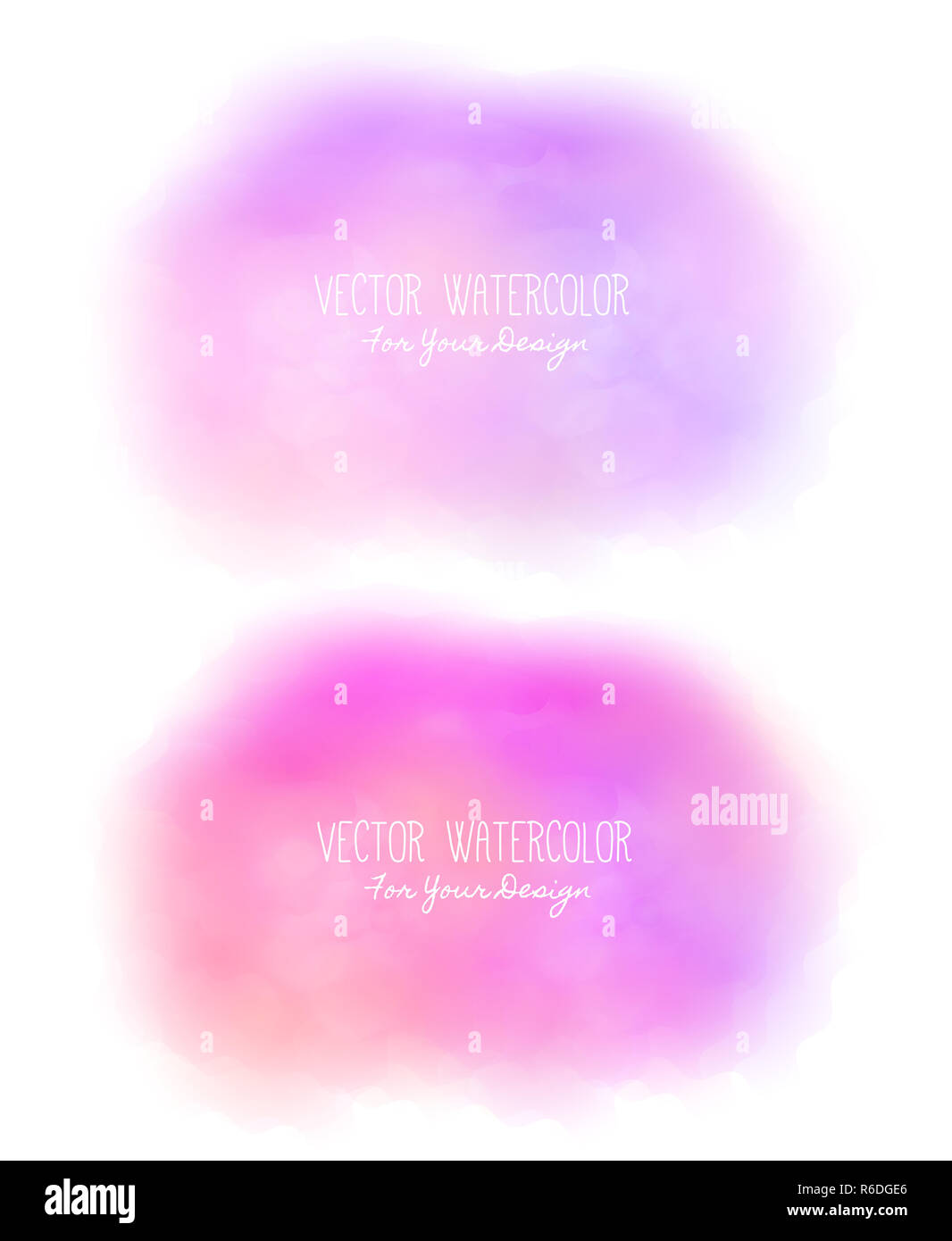 Set of 2 bright stains. Pseudo watercolor. Paint texture. Colorful daub ...