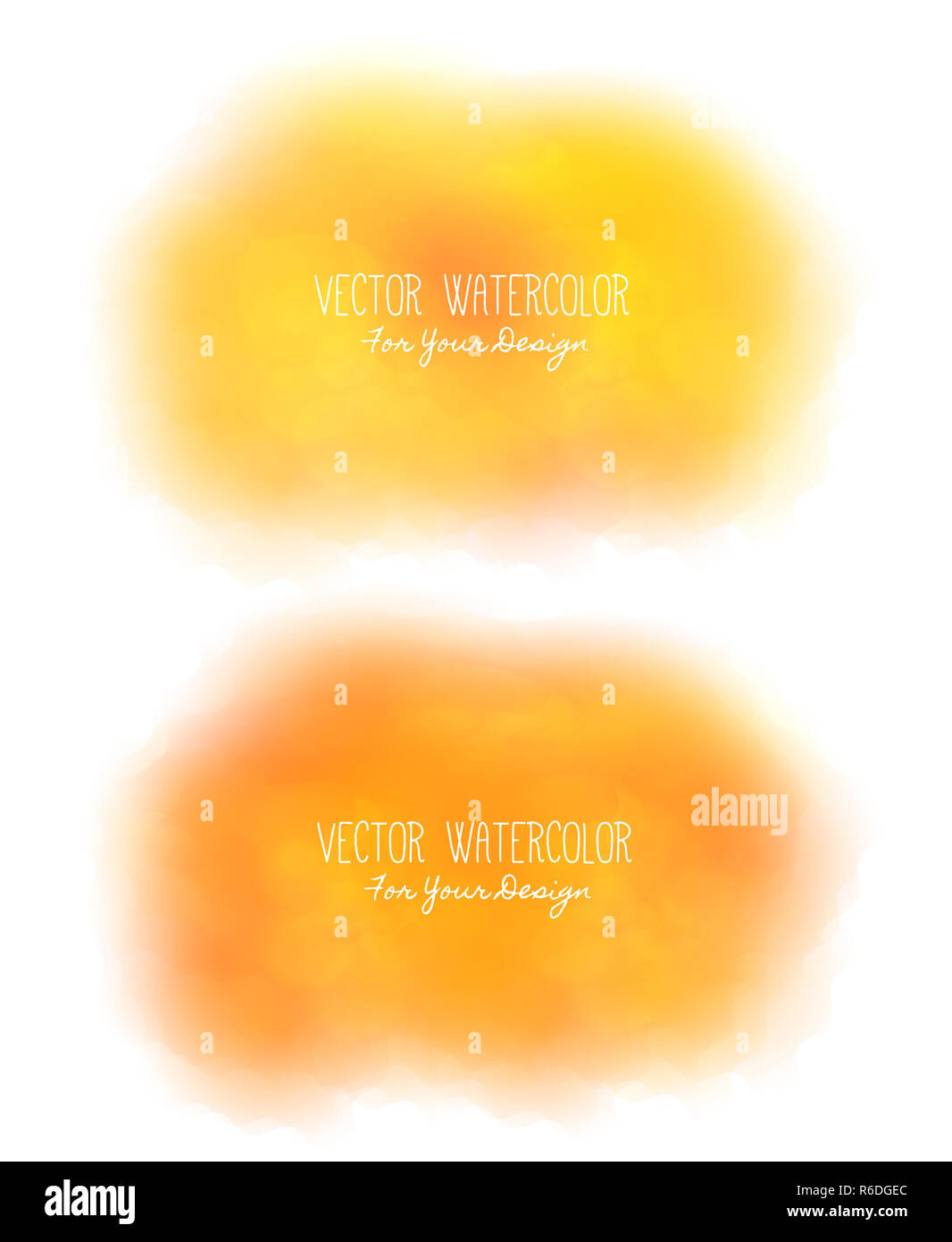 Set of 2 bright stains. Pseudo watercolor. Paint texture. Colorful daub ...
