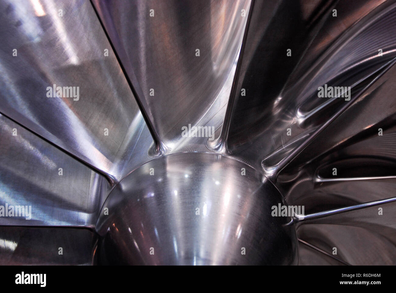 Machnine turbine rotor blades closeup Stock Photo - Alamy