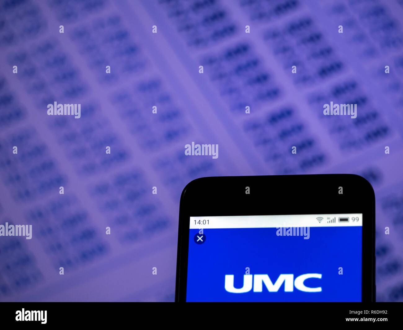 United Microelectronics Corporation, commonly known as UMC logo seen ...