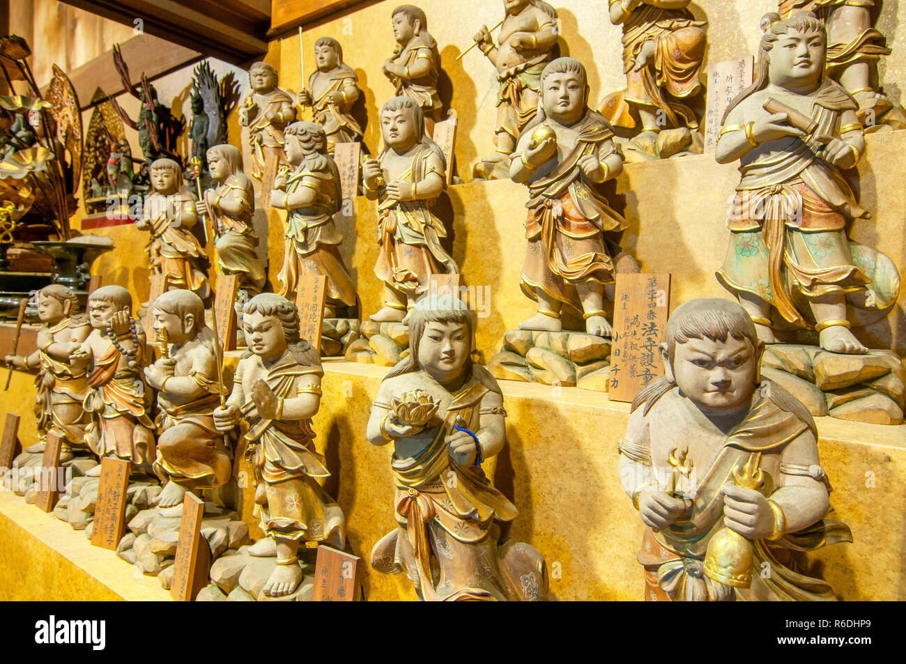 Small Wooden Carved Statues Of The Acala At Daisho-In Temple, Miyajima ...