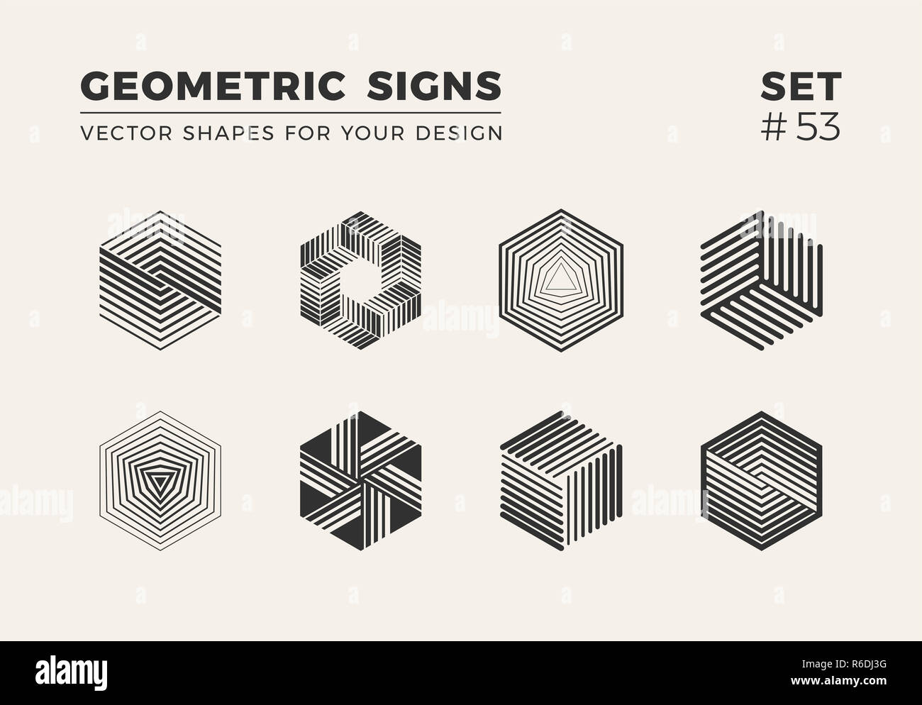 Set of eight minimalistic trendy shapes. Stylish vector logo emblems ...