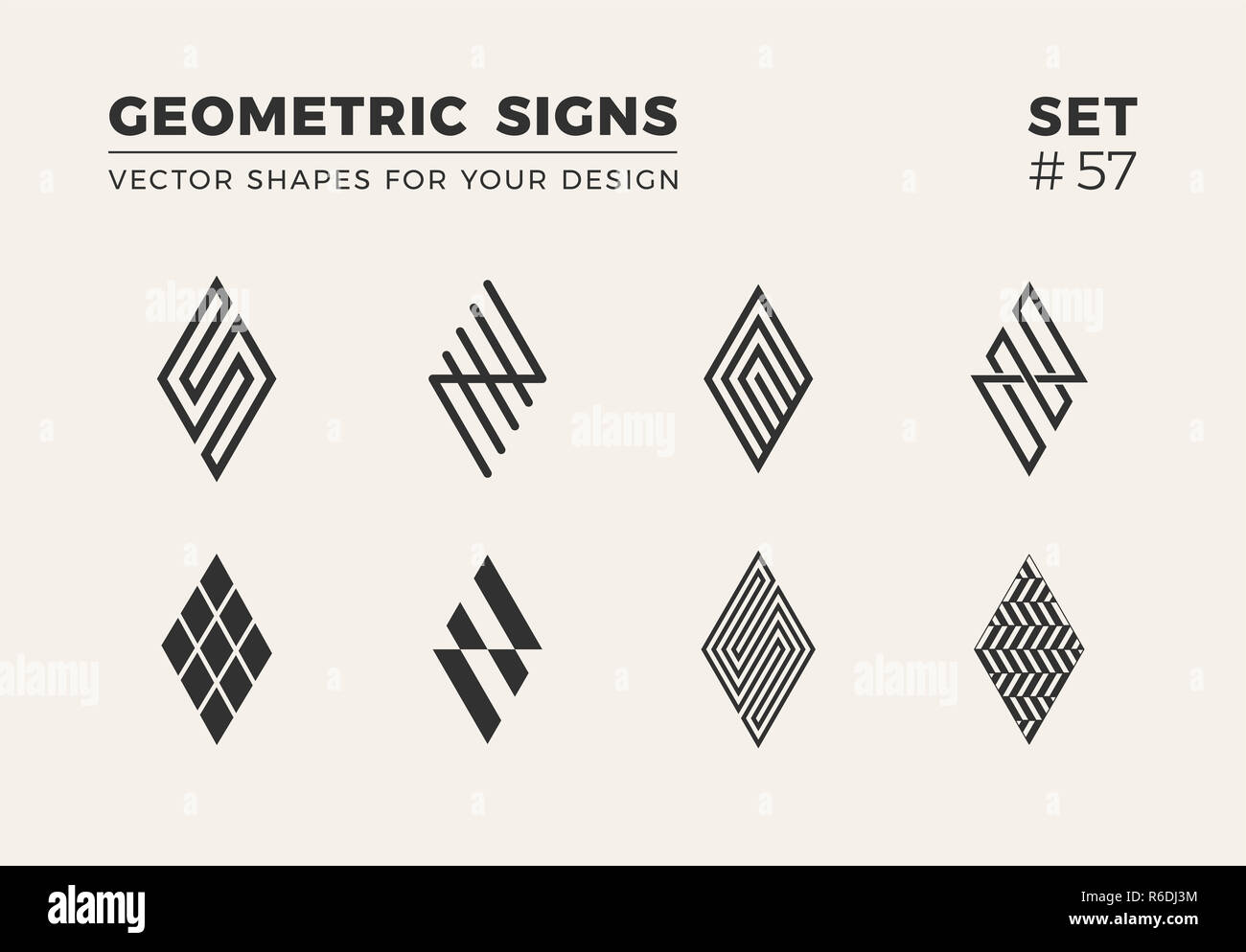Set of eight minimalistic trendy shapes. Stylish vector logo emblems ...