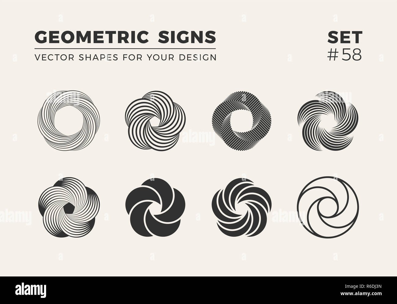Set of eight minimalistic trendy shapes. Stylish vector logo emblems ...