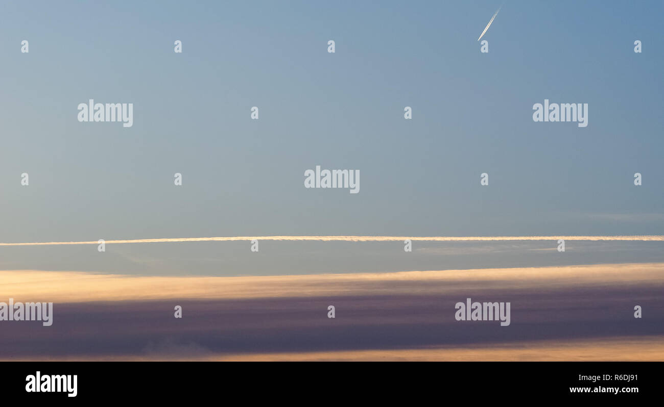 plane trails in the sky Stock Photo - Alamy