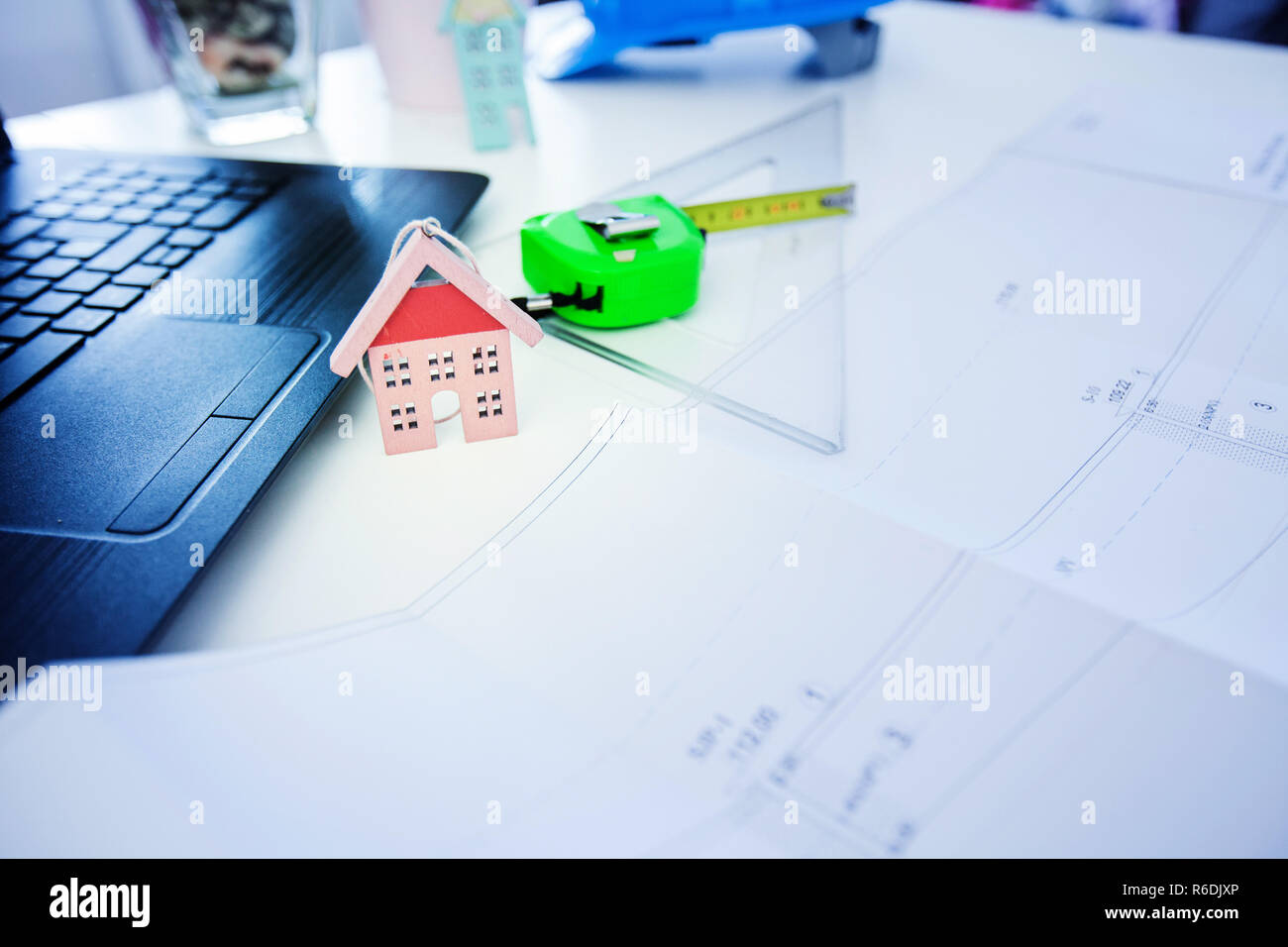 Construction engineer office table Stock Photo - Alamy