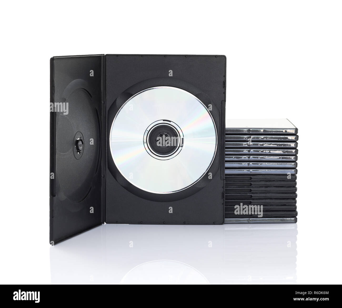 Dvd boxes with disc on white background Stock Photo - Alamy