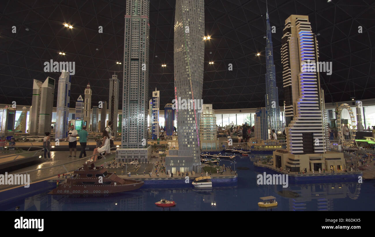 Exhibition of mock-ups Dubai Marina made of Lego pieces in Miniland ...
