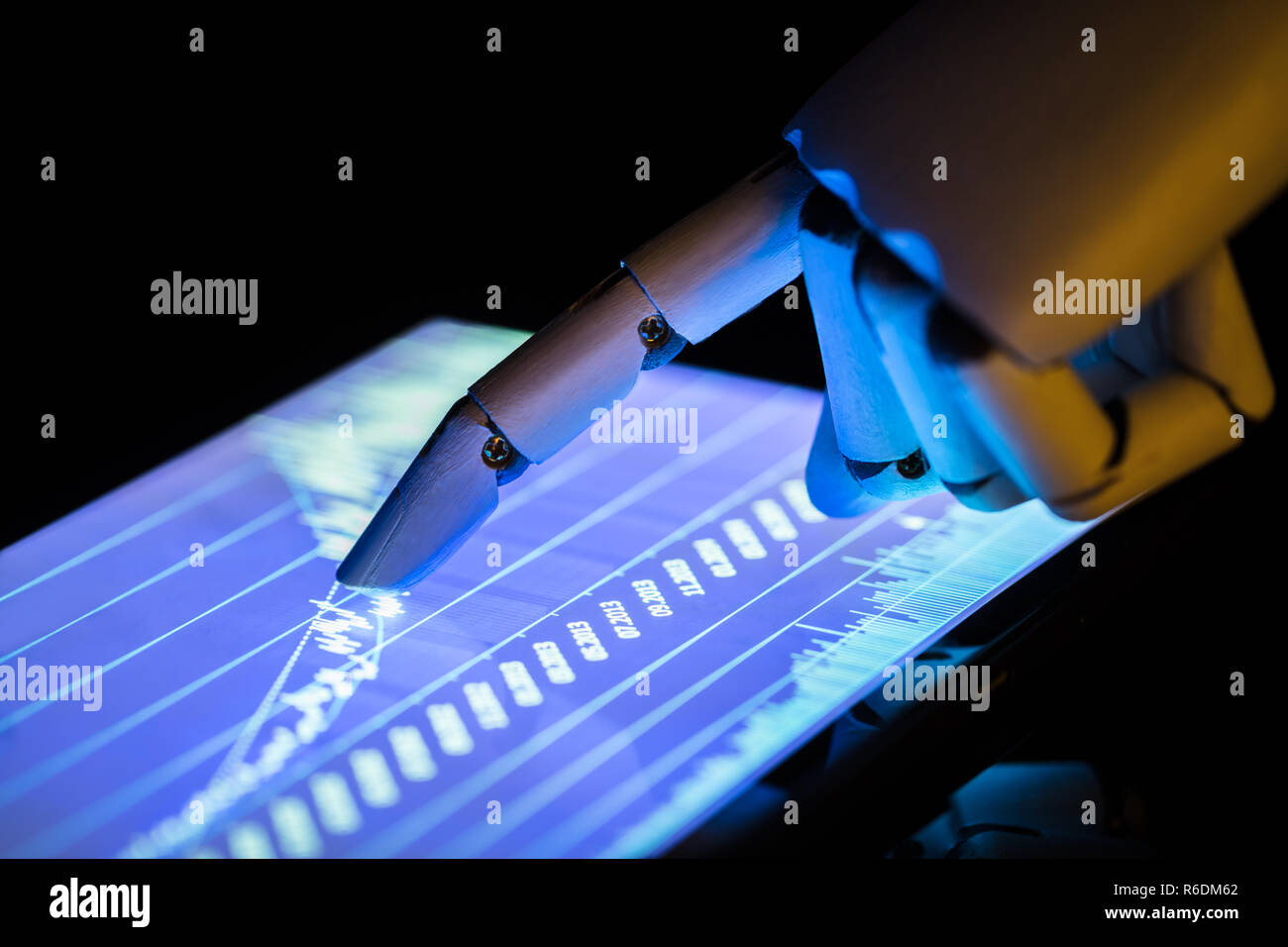 Robot Using Digital Tablet Stock Photo - Alamy