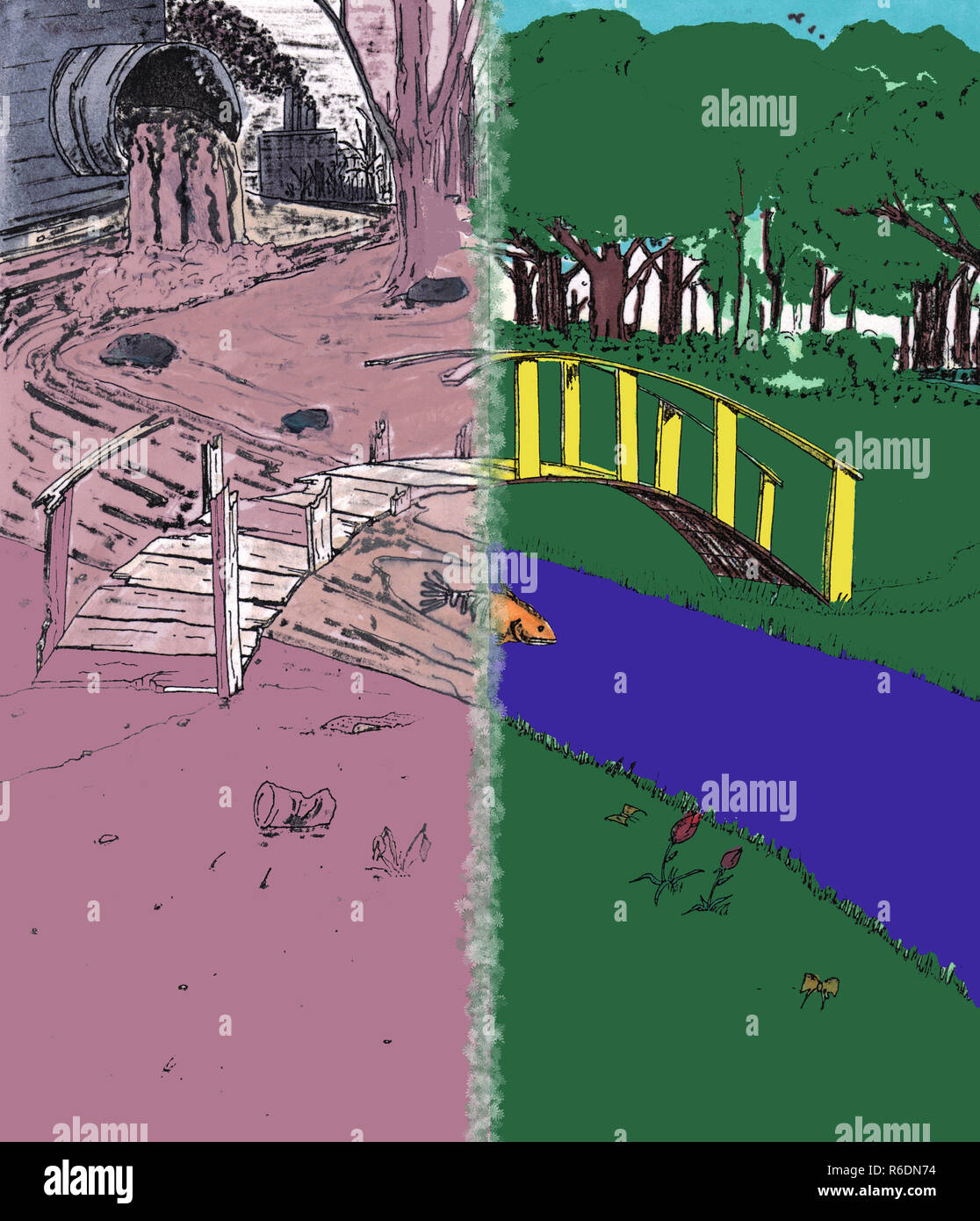 Polluted Versus Healthy Environmental Opposites Stock Photo - Alamy