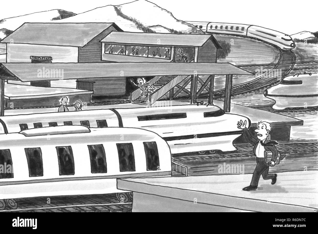 Running train platform Black and White Stock Photos & Images - Alamy