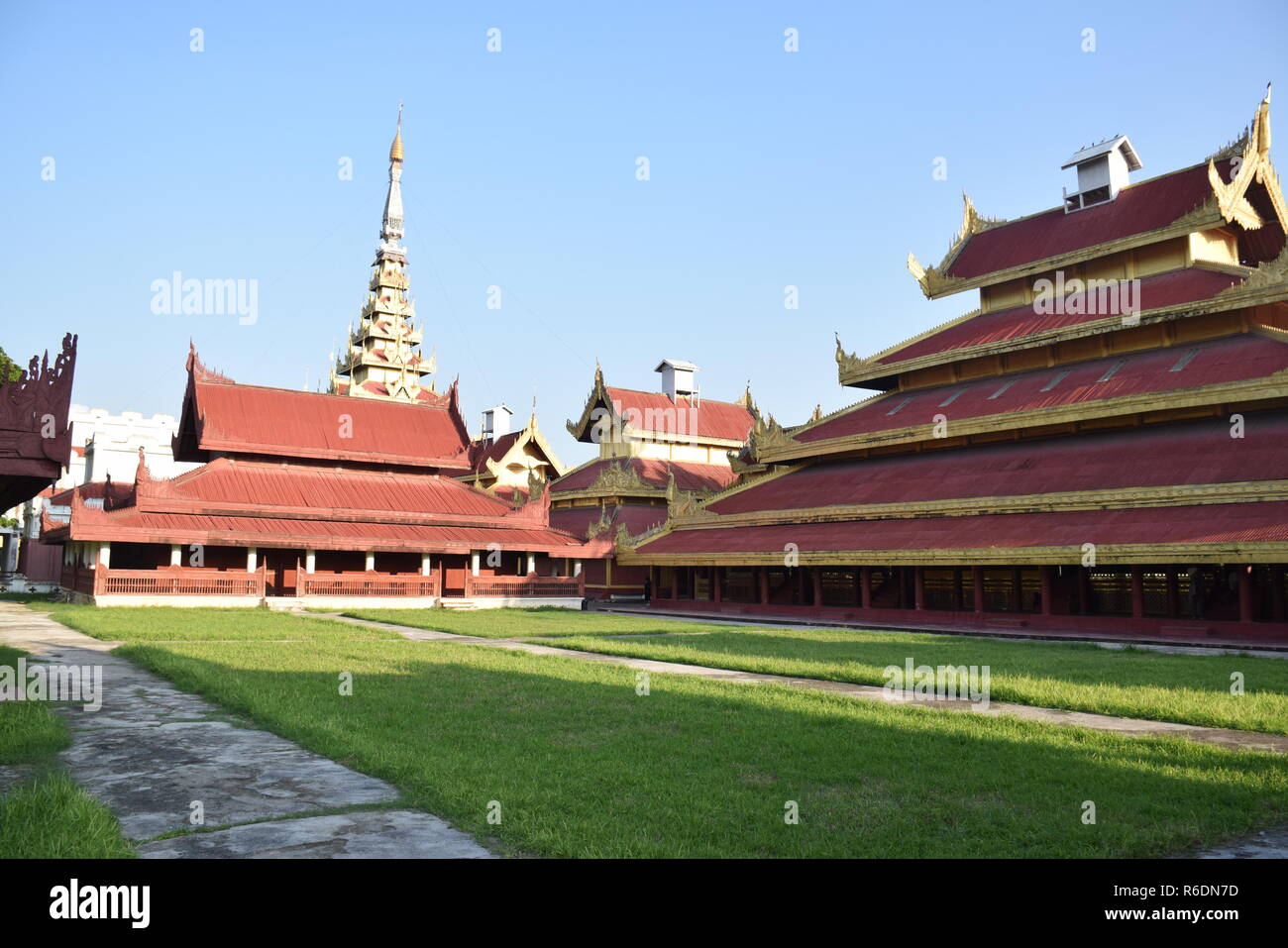 Buildings inside Mandalay Royal palace complex, the last royal palace ...