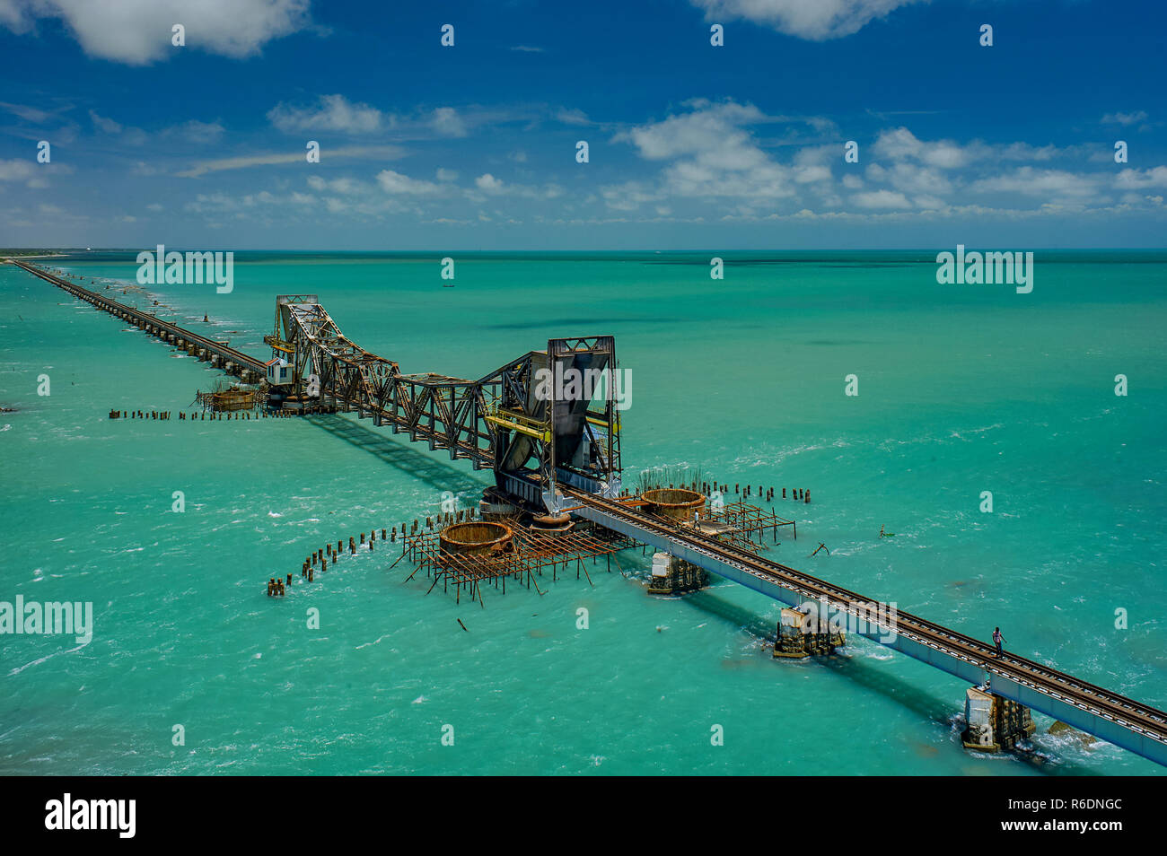 23-Aug-2009-Longest railway pamban bridge on sea ; Rameswaram ; Tamil ...