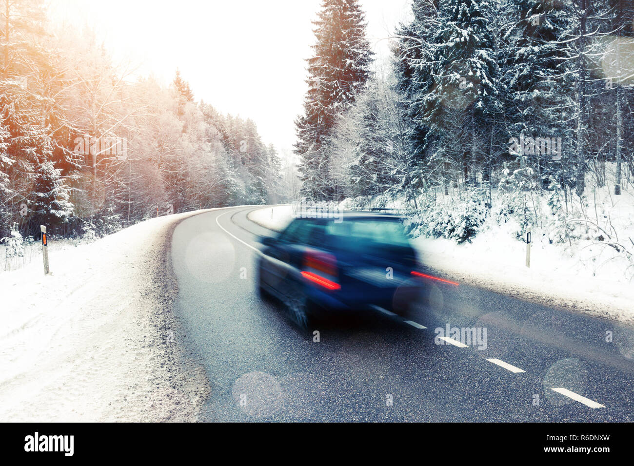 Snow car driving forward motion hi-res stock photography and images - Alamy