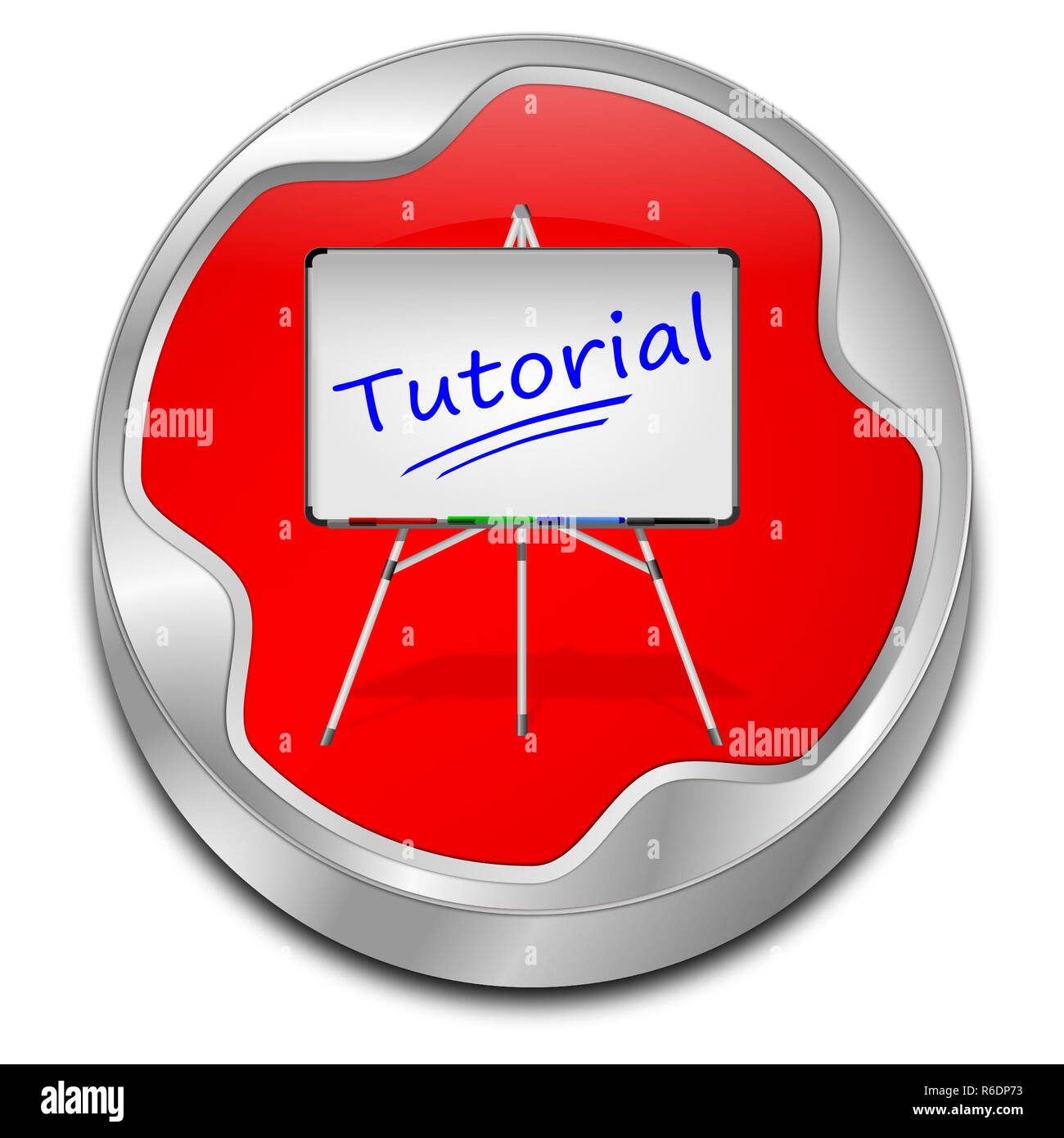 red Tutorial Button - 3D illustration Stock Photo - Alamy