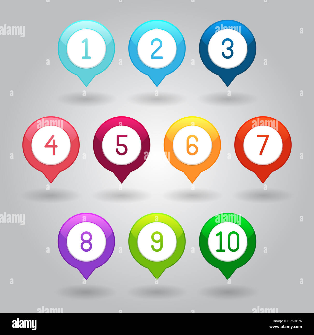 Map markers with numbers vector eps10 illustration Stock Photo - Alamy