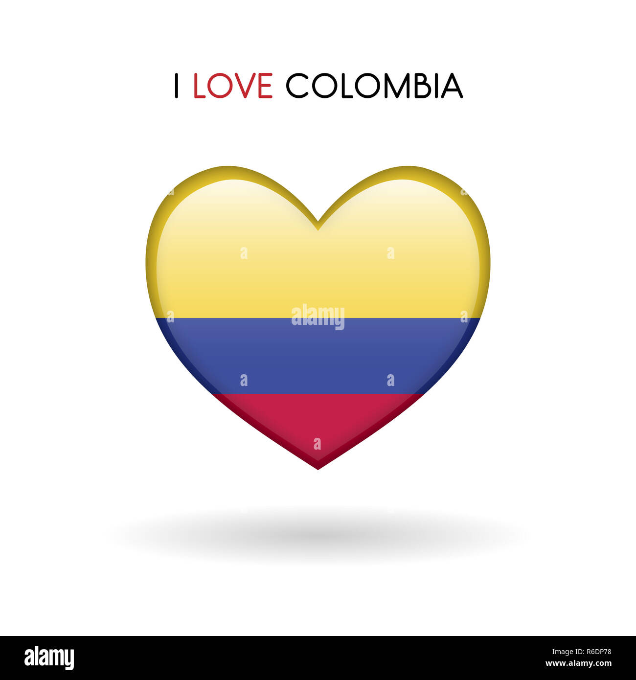 Love Colombia symbol. Flag Heart Glossy icon on a white background ...