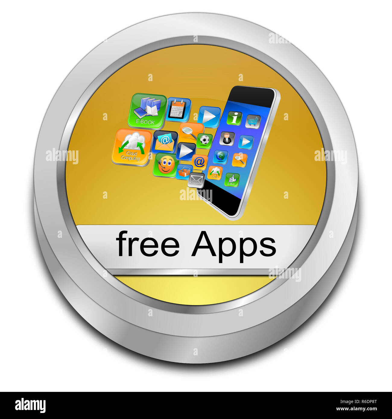 golden free apps button - 3D illustration Stock Photo - Alamy