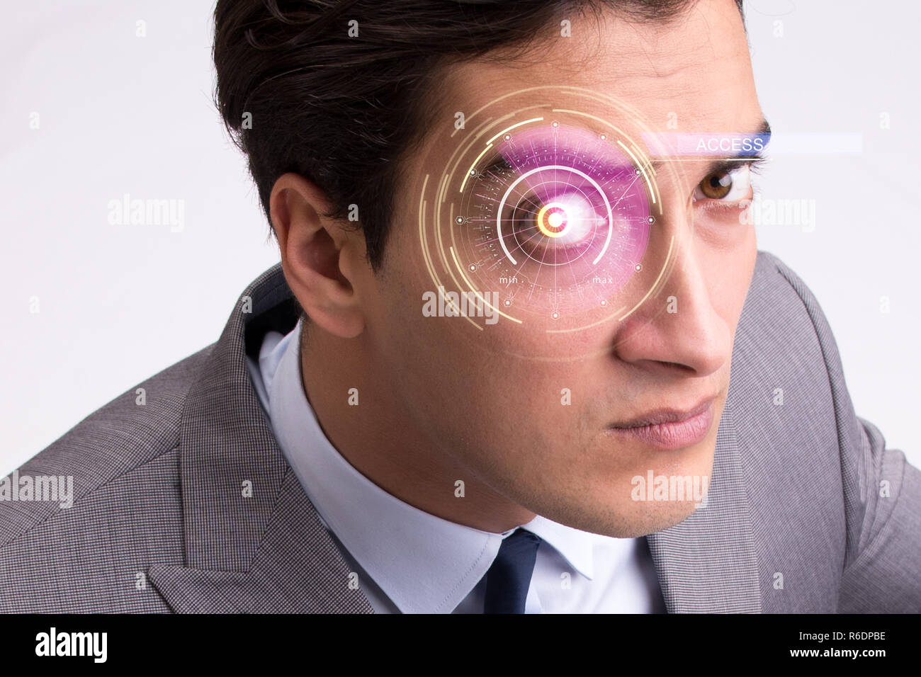 Concept of sensor implanted into human eye Stock Photo - Alamy