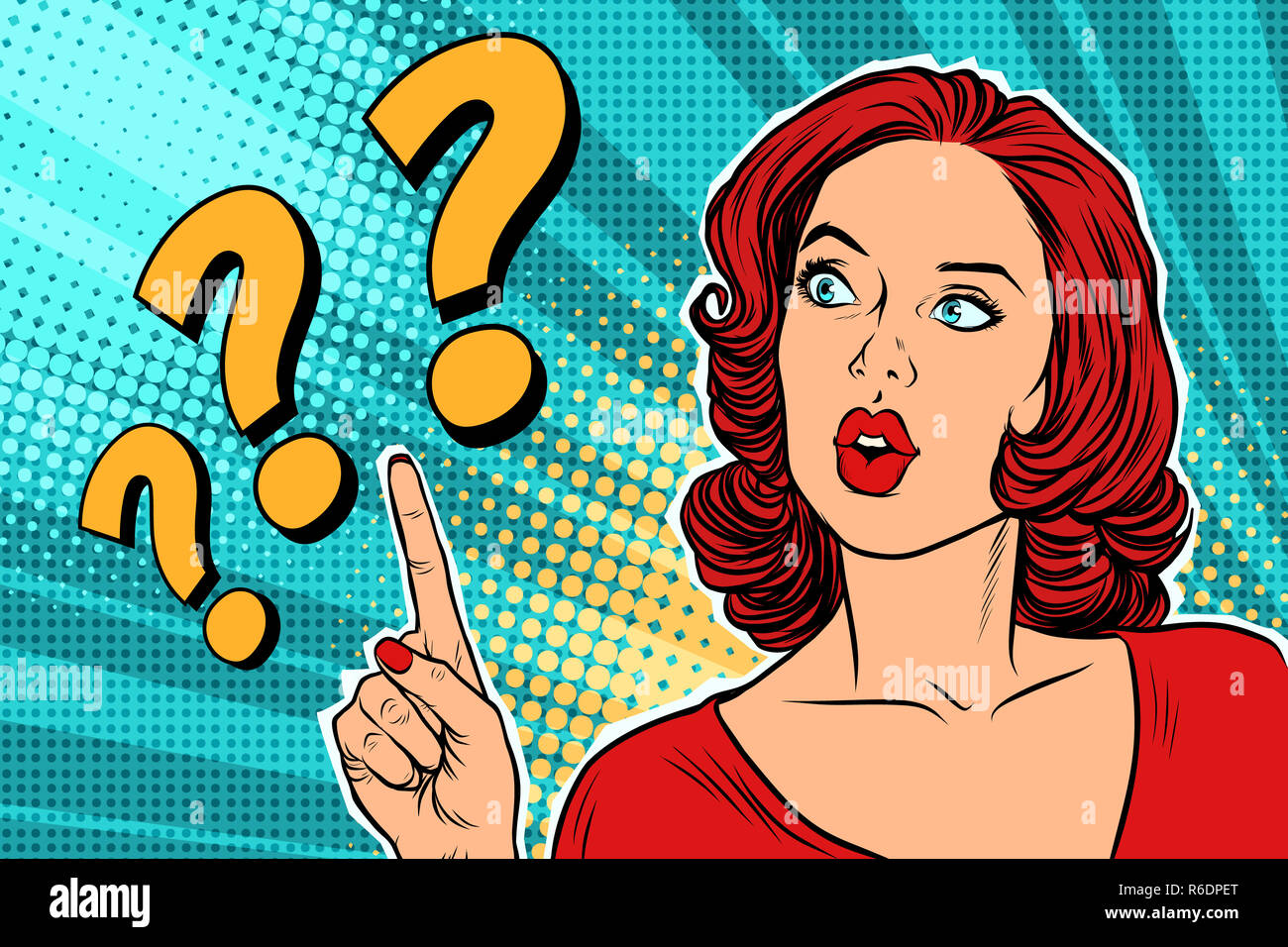 question mark, thinking woman Stock Photo - Alamy