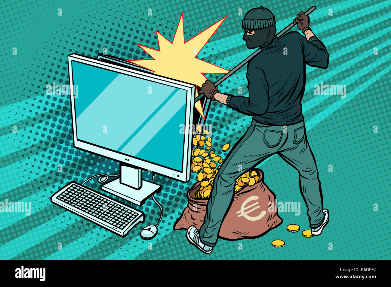 Online hacker steals Euro money from computer Stock Photo - Alamy