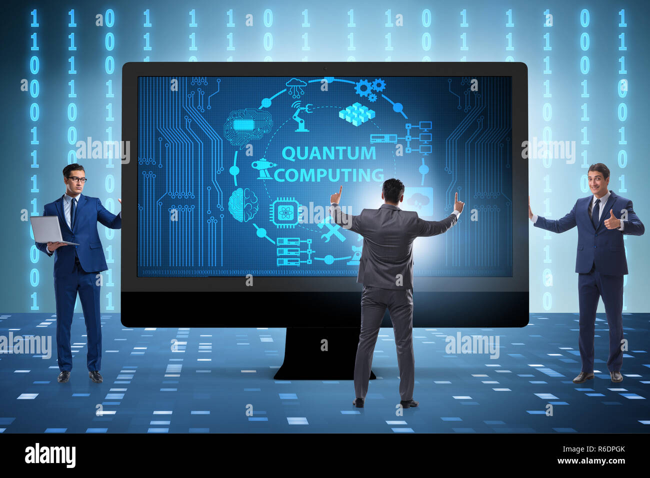Concept of quantum computing with businessman Stock Photo - Alamy