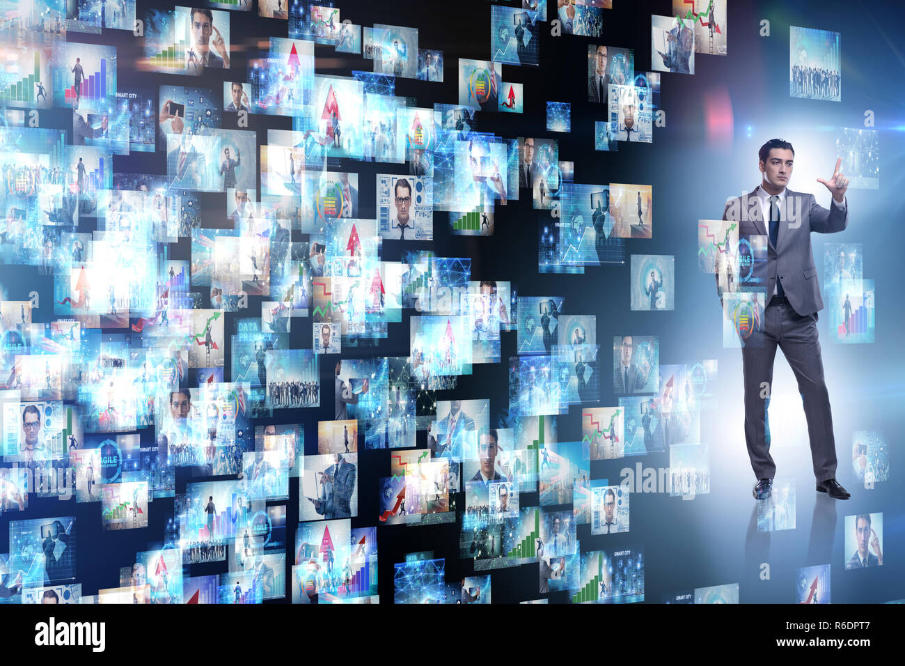 Collage of photos with businessman Stock Photo - Alamy