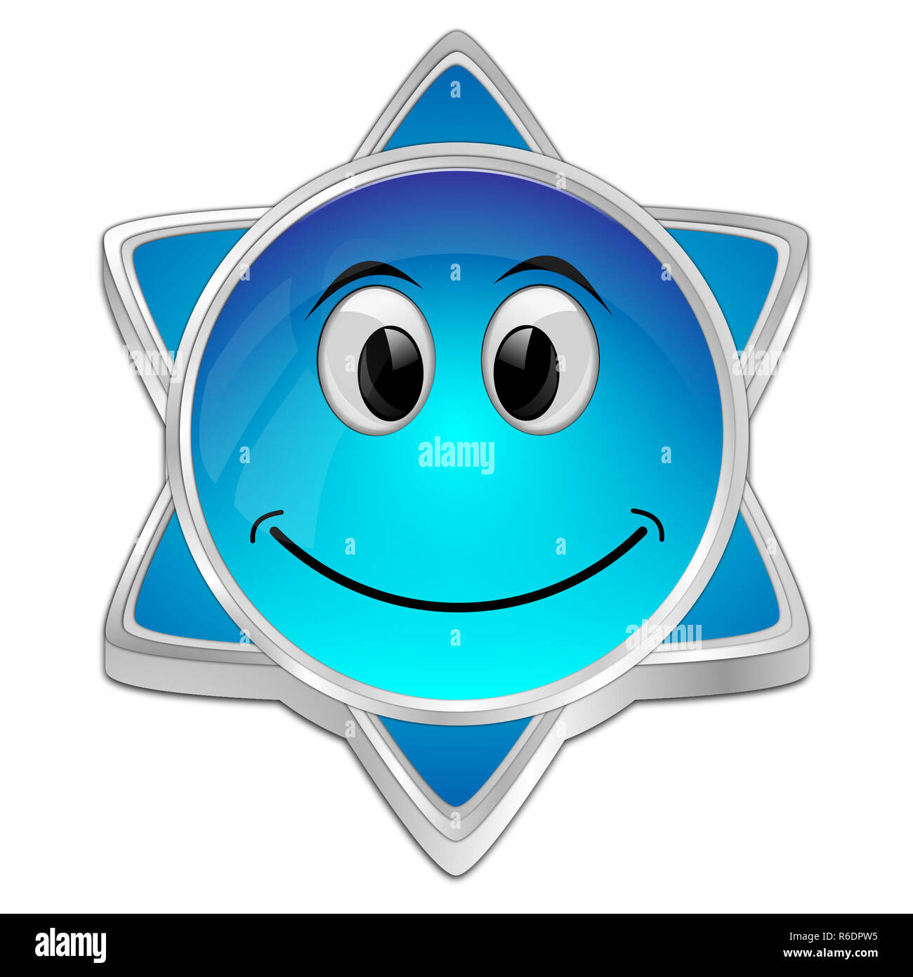 glossy blue Button with smiling face - 3D illustration Stock Photo - Alamy
