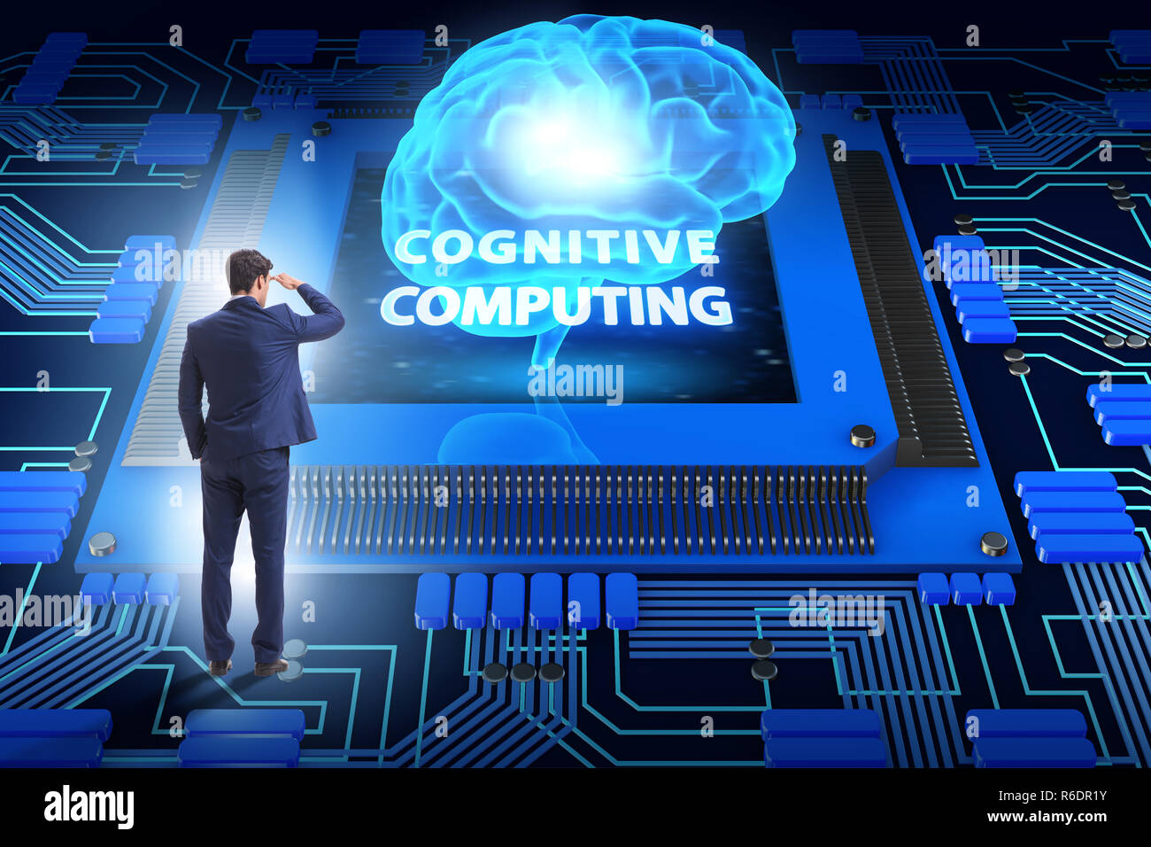 Cognitive computing concept as future technology with businessman Stock ...