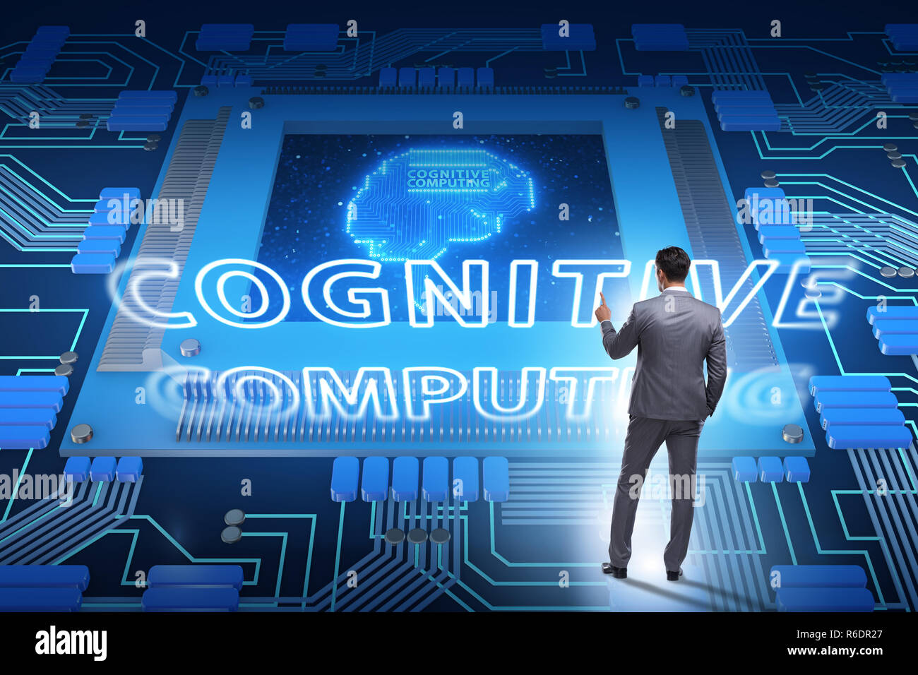 Cognitive computing concept as future technology with businessman Stock ...