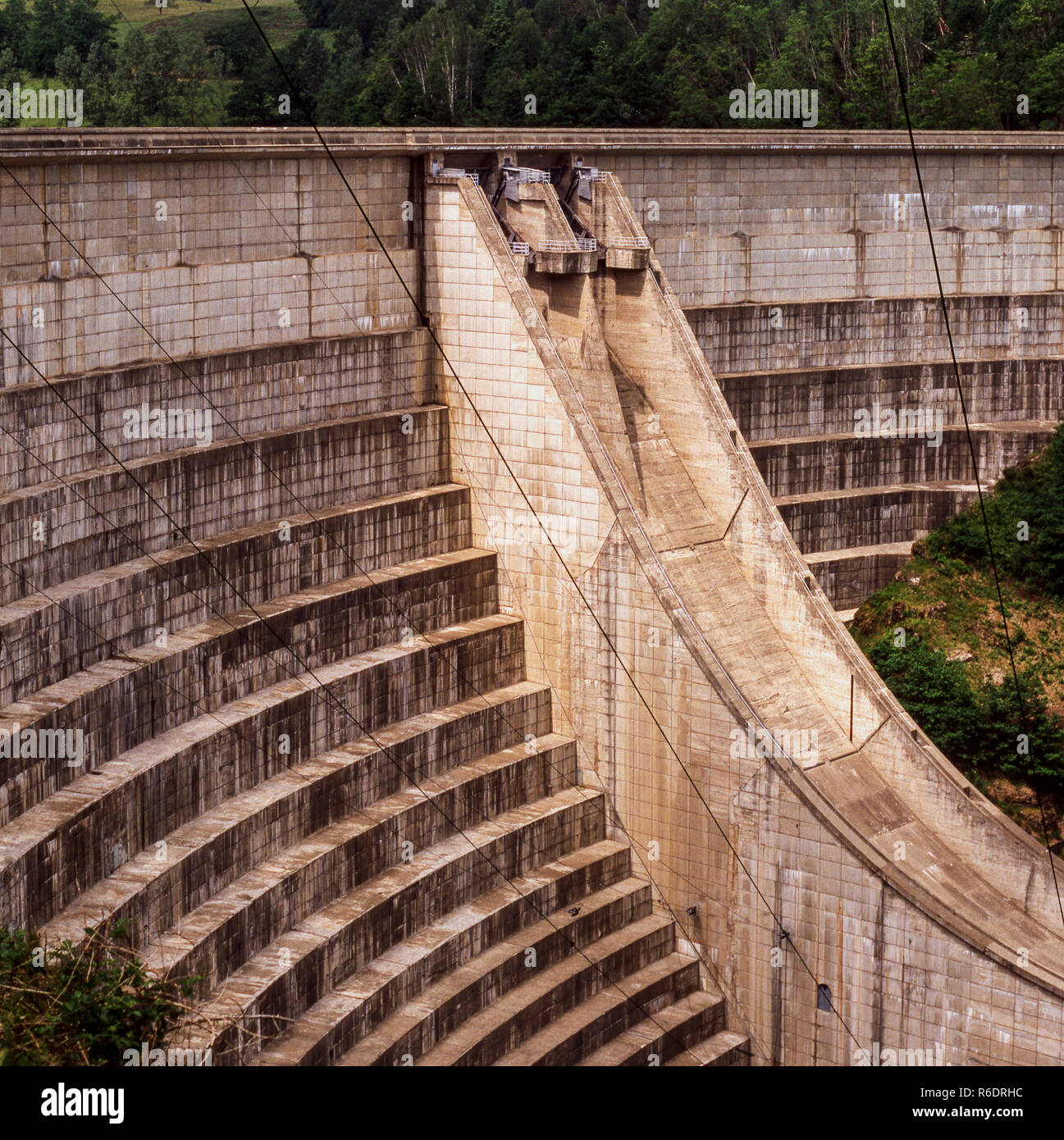 France.Dam on the River Dordogne at Bort-les Orgues in the Correze ...