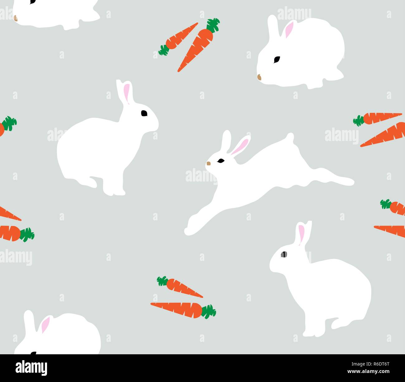 vector illustration of seamless rabbits and carrots background Stock ...