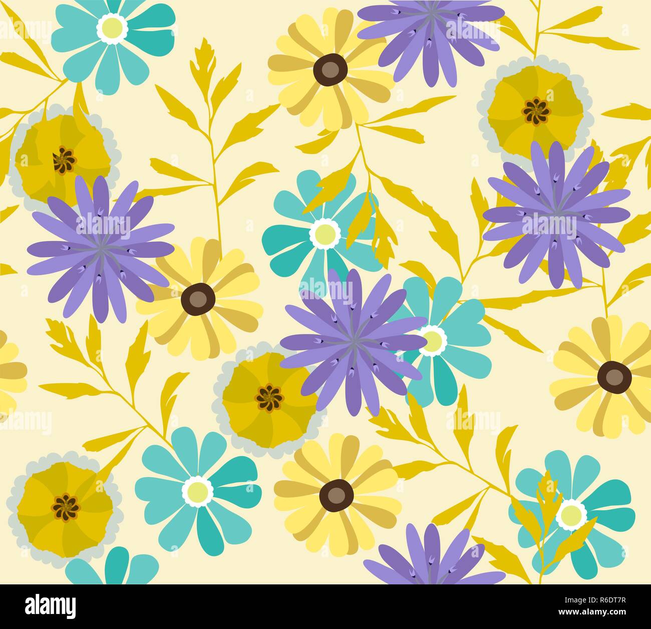 vector illustration of floral seamless background. abstract floral ...