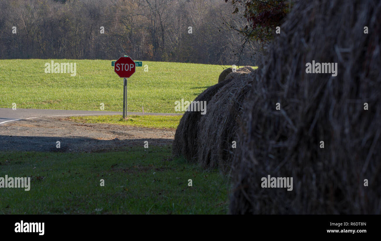 Stop sign country road intersection hi-res stock photography and images ...