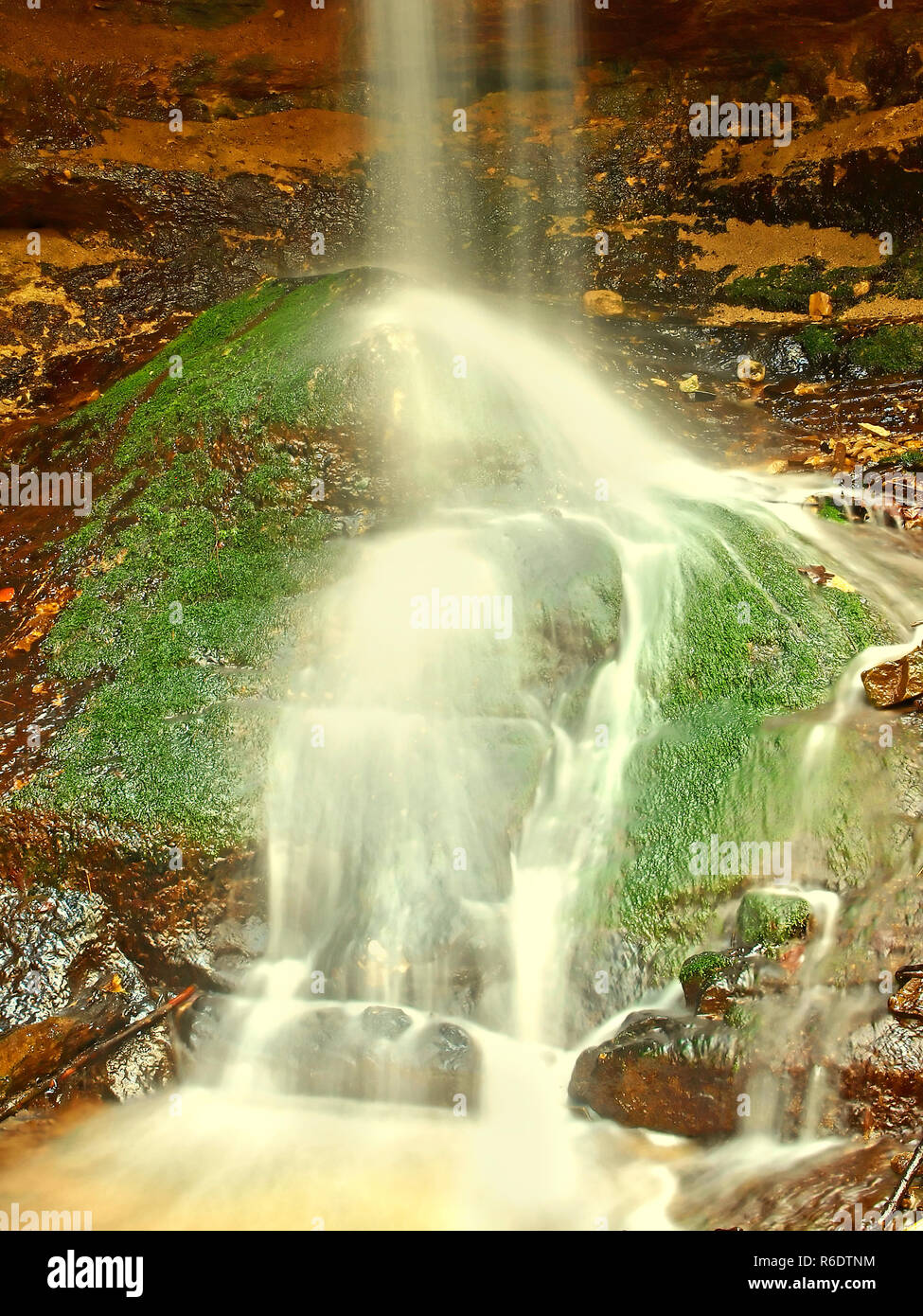 Little Waterfall In Vintage Look Stock Photo - Alamy