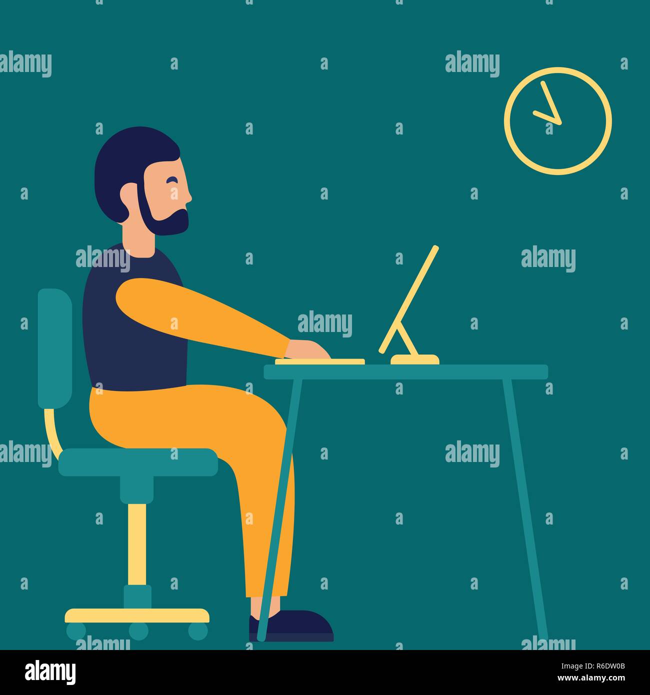 Business man freelancer sit desk Stock Vector Images - Alamy