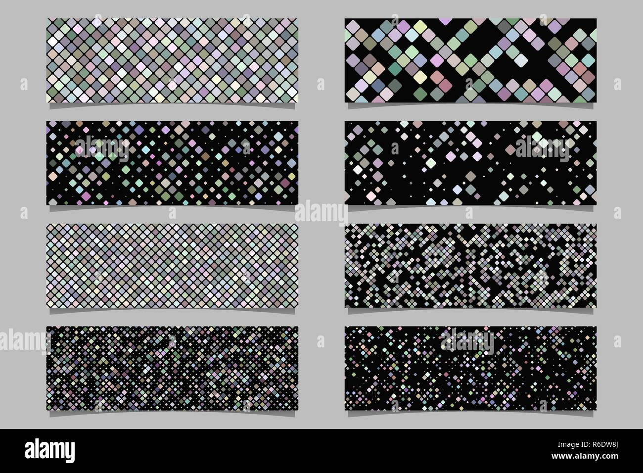 Abstract Modern Diagonal Rounded Square Pattern Banner Background Set