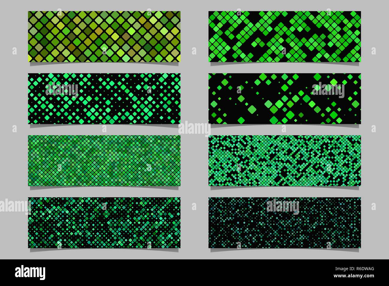 Green abstract modern diagonal rounded square pattern banner background set Stock Vector Image ...