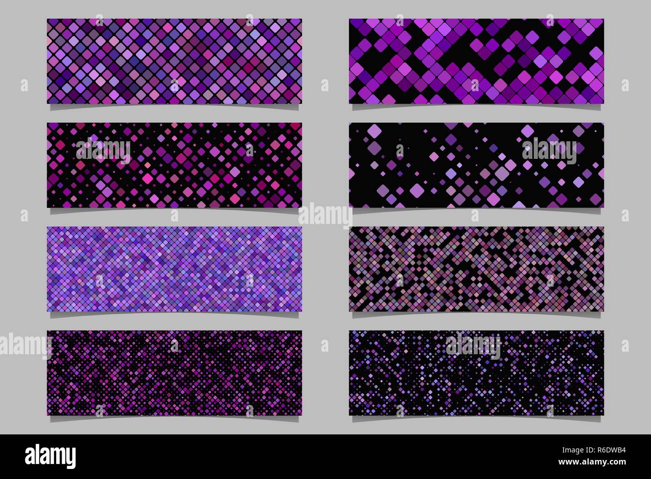 Purple modern diagonal rounded square pattern banner background set Stock Vector Image & Art - Alamy