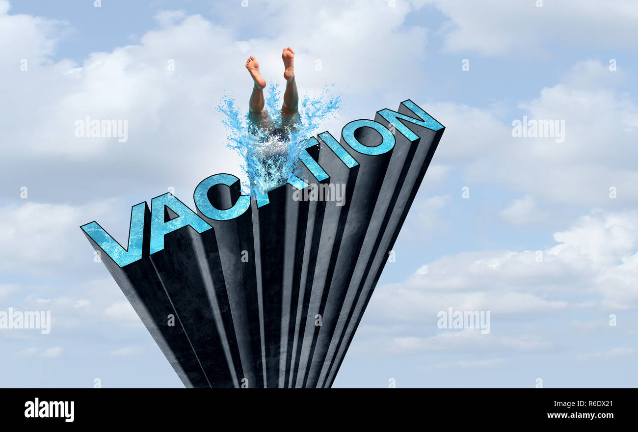 Vacation idea and fun holiday swimming as a person jumping and diving ...