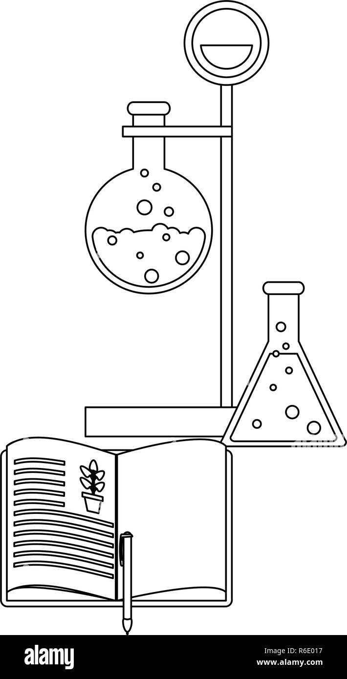 Science experiments and investigation black and white Stock Vector ...