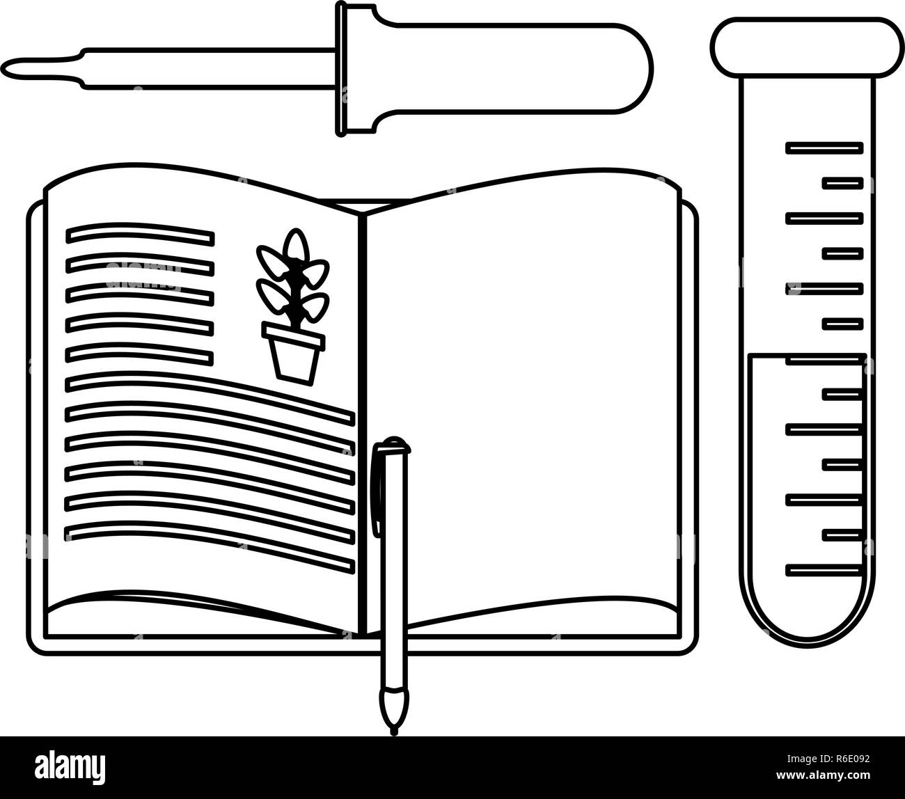 Cartoon illustration test tube science Black and White Stock Photos ...