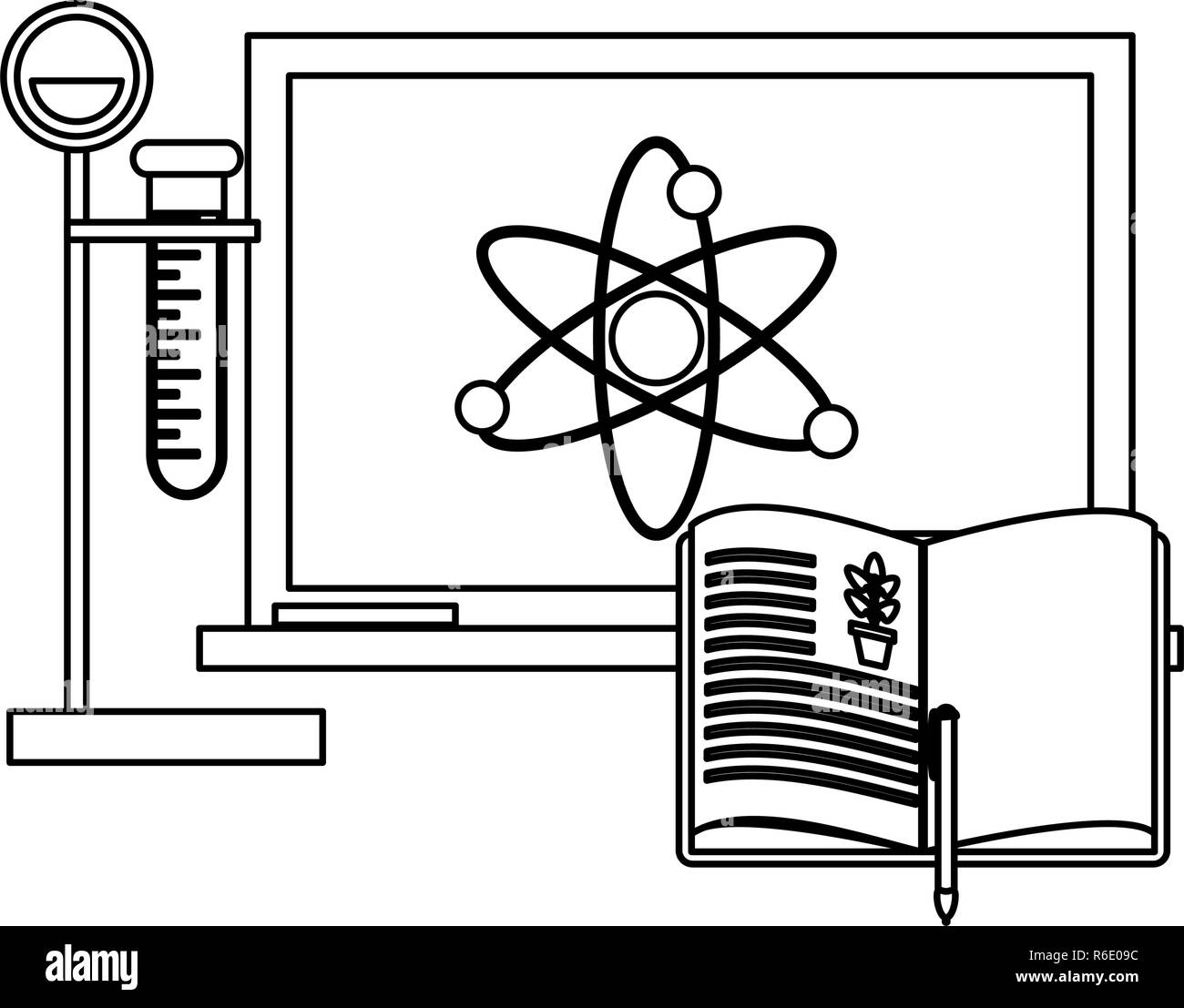 Science experiments and investigation black and white Stock Vector ...
