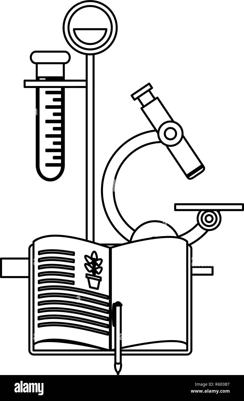 Science experiments and investigation black and white Stock Vector ...