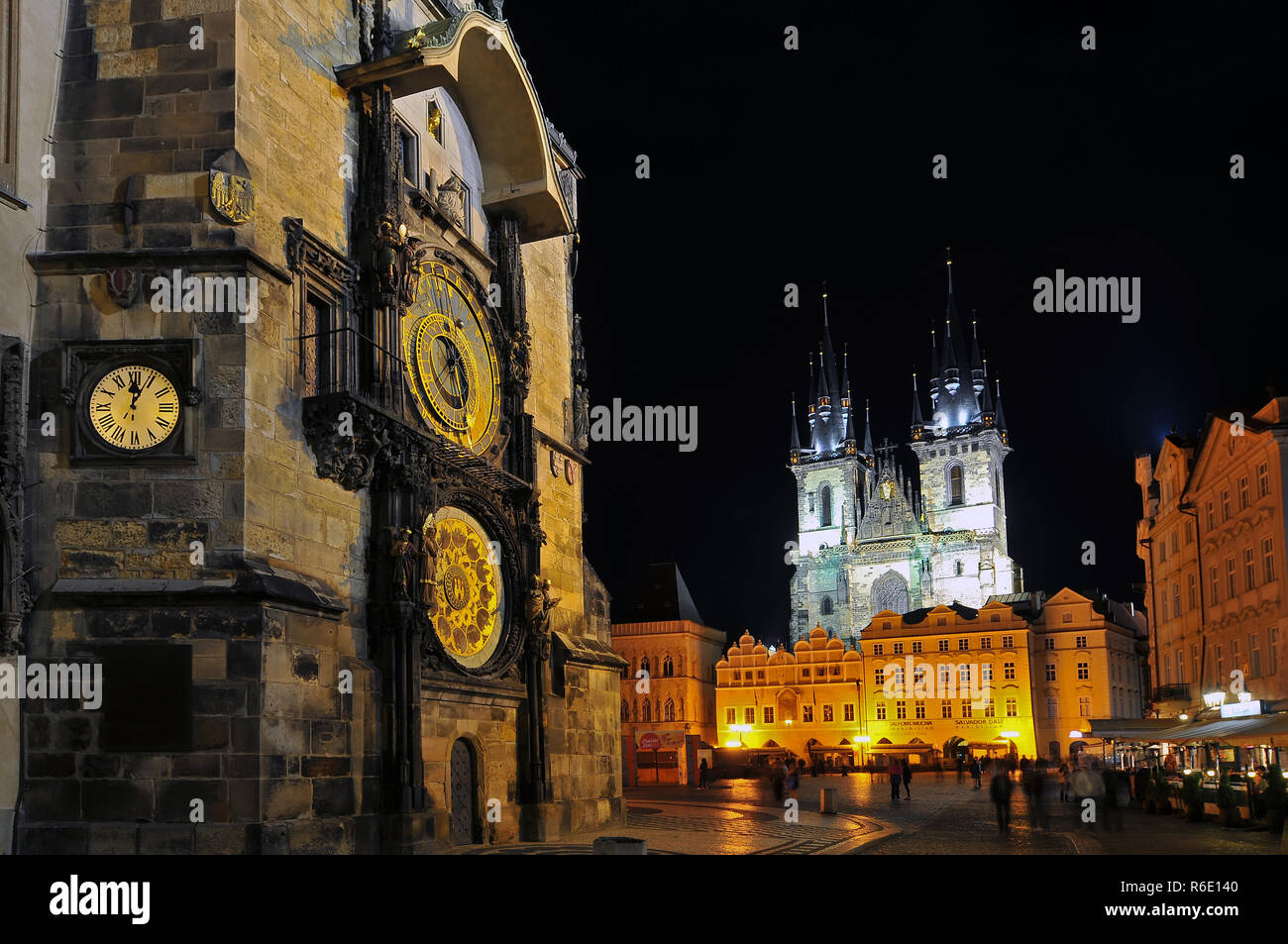 Night Time Illuminations Of The The Old Town Hall (15Th Century Stock ...